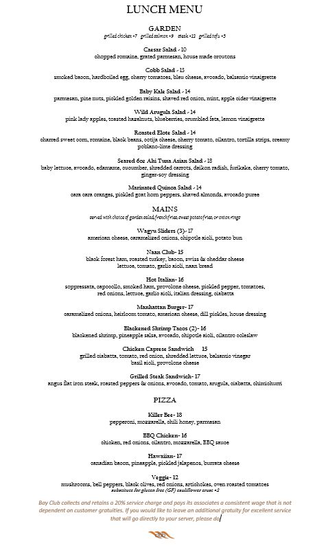 Restaurant & Pool Bar Menus – MCC Club Life